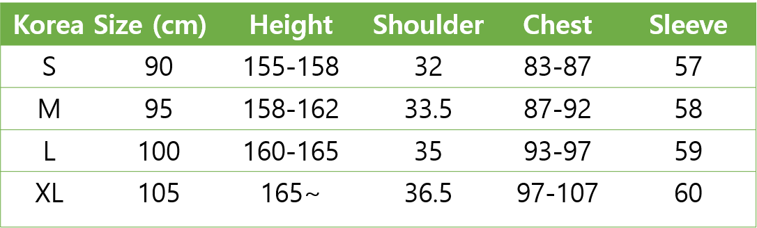 Size Chart - koreabuyandship