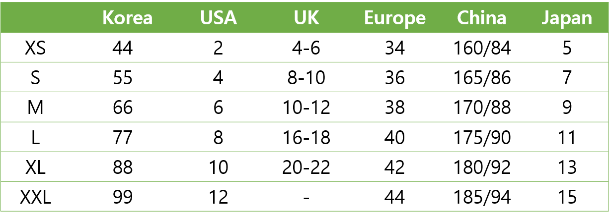 Size Chart - koreabuyandship